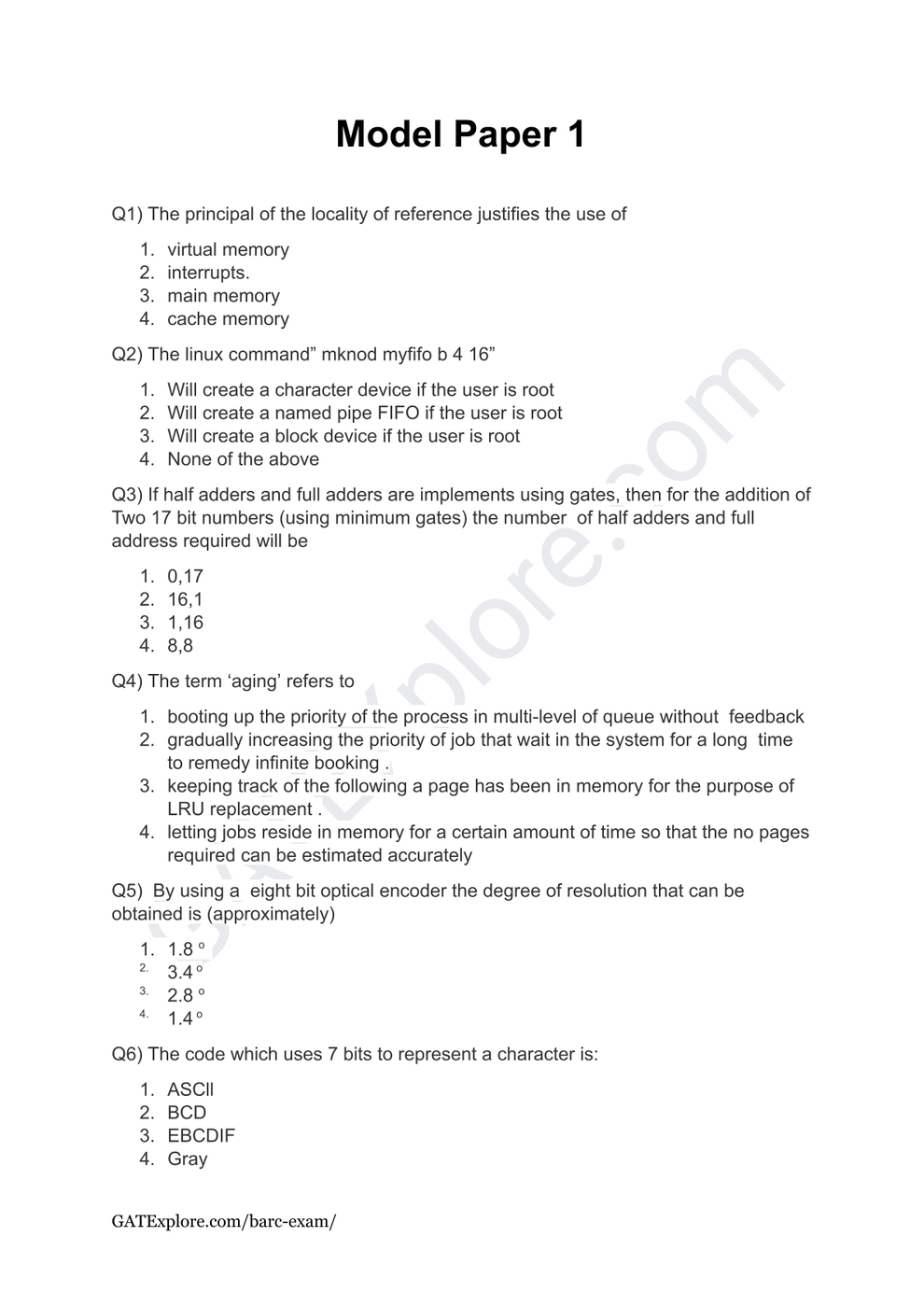 BARC Exam 2026 (OCES/DGFS) Computer Model Question Papers with Answer ...